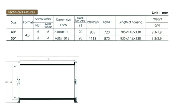 Electric Fixed Projection Screens For Tabletop Presentation , Retractable