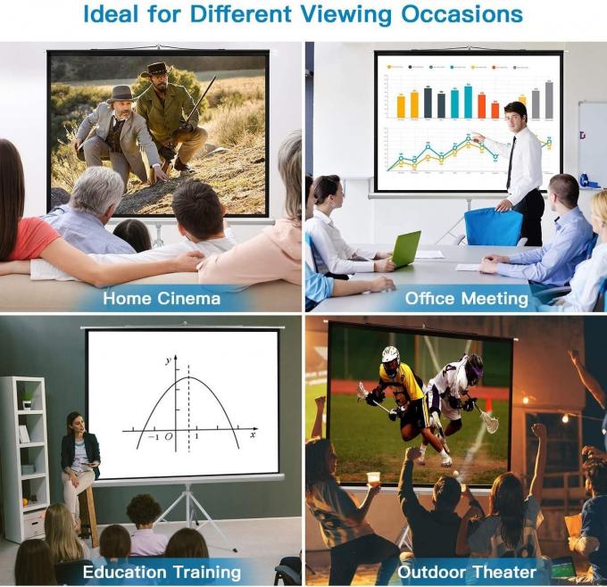 Fiberglass Projector Pull Up Screen 84" Floor Stand Retractable For Outdoor