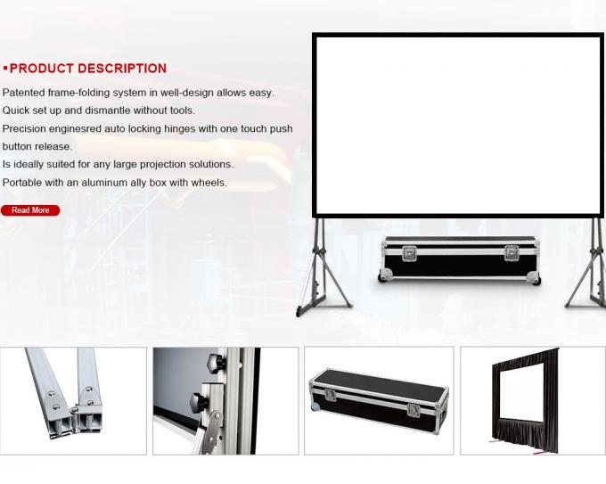 332×186cm 16:9 Fast Folding Projection Screen Outdoor With Aluminium Frame
