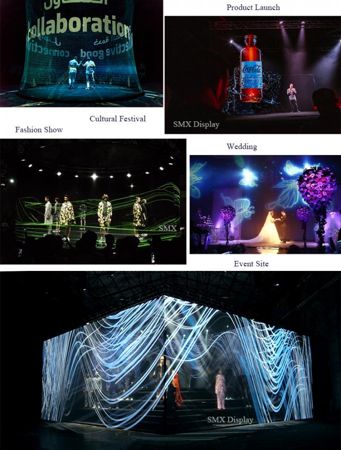 Front / Rear 3D Holographic Mesh Projection Screen For Stage ...