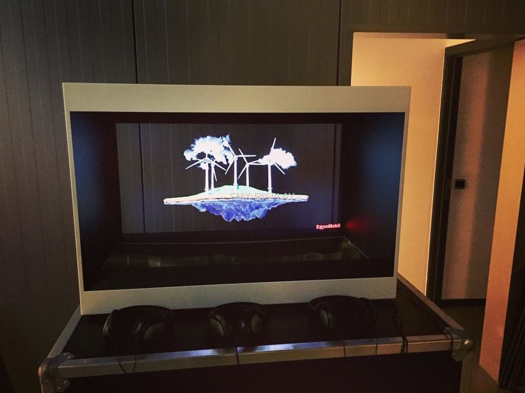 1 Sided HoloCube hologram advertising display showcase in stereo display