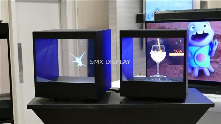 1 Side View 22 Inch LED Light Holocube 3D Holographic Display For Retail Display