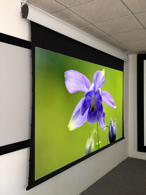 100 Inch Tab Tensioned Motorized Screen , home theater motorized screen ...