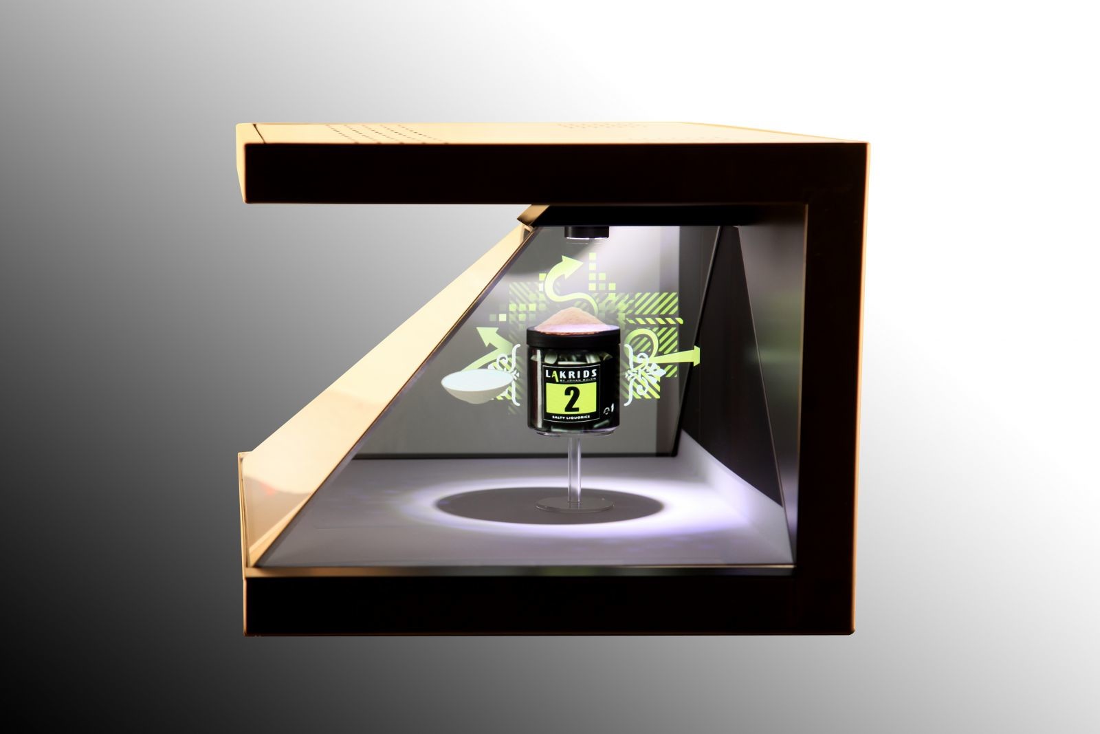 3D Holographic Pyramid Projection Display 270 Degree Advertising Player
