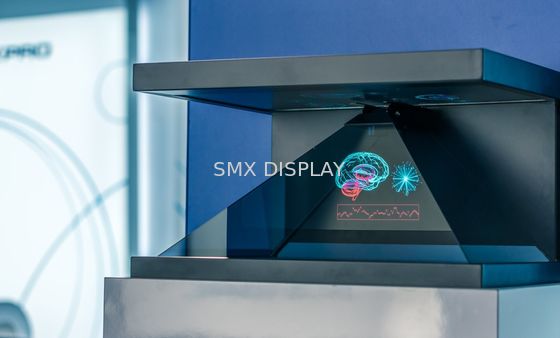 Full HD Resolution Hologram Pyramid Display Unit In Exhibition Hall