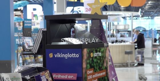 Full HD Resolution Hologram Pyramid Display Unit In Exhibition Hall