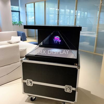 270degree 32'' Holographic Display Pyramid 3D Hologram Showcase Full HD With Flight Case